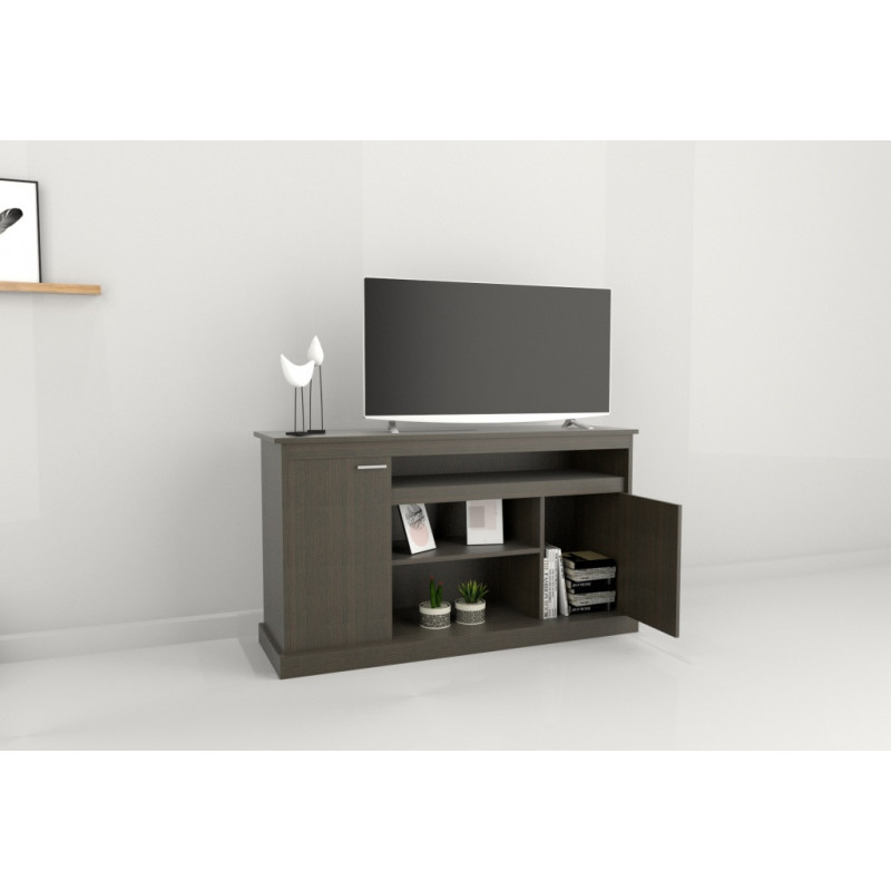 Mesa Rack TV c/Ruedas 1025 - Tables Madera Melamina Color Wengue Habano